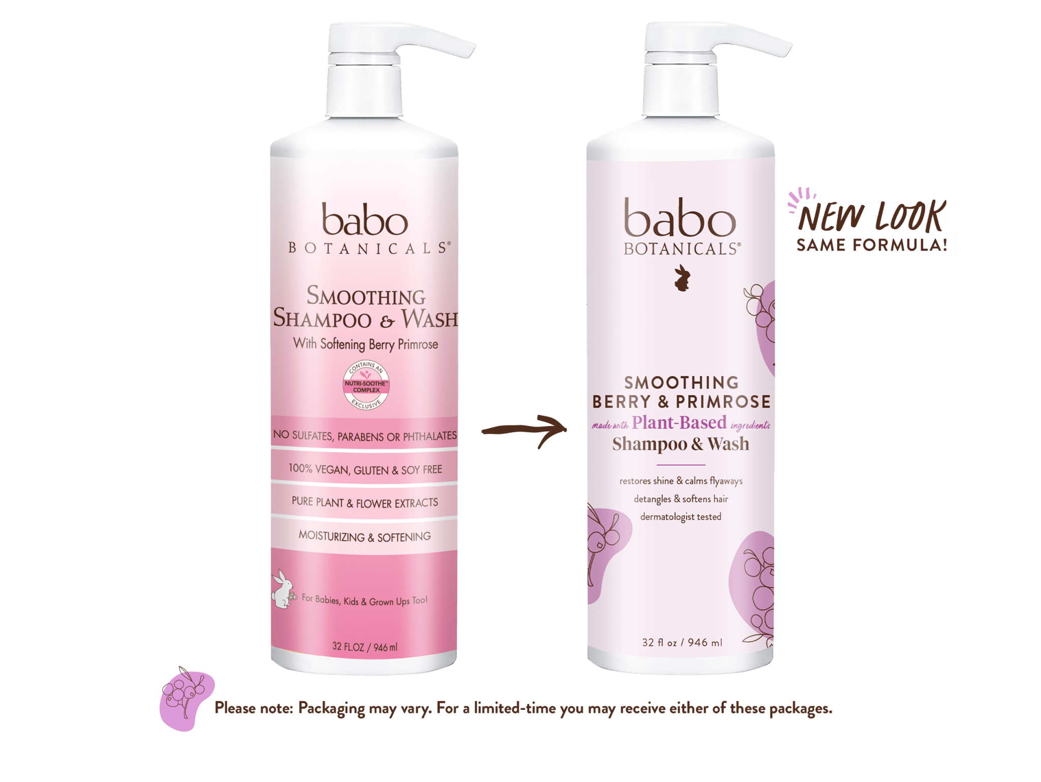 Smoothing Berry & Primrose Shampoo & Wash - 32oz - Babo Botanicals