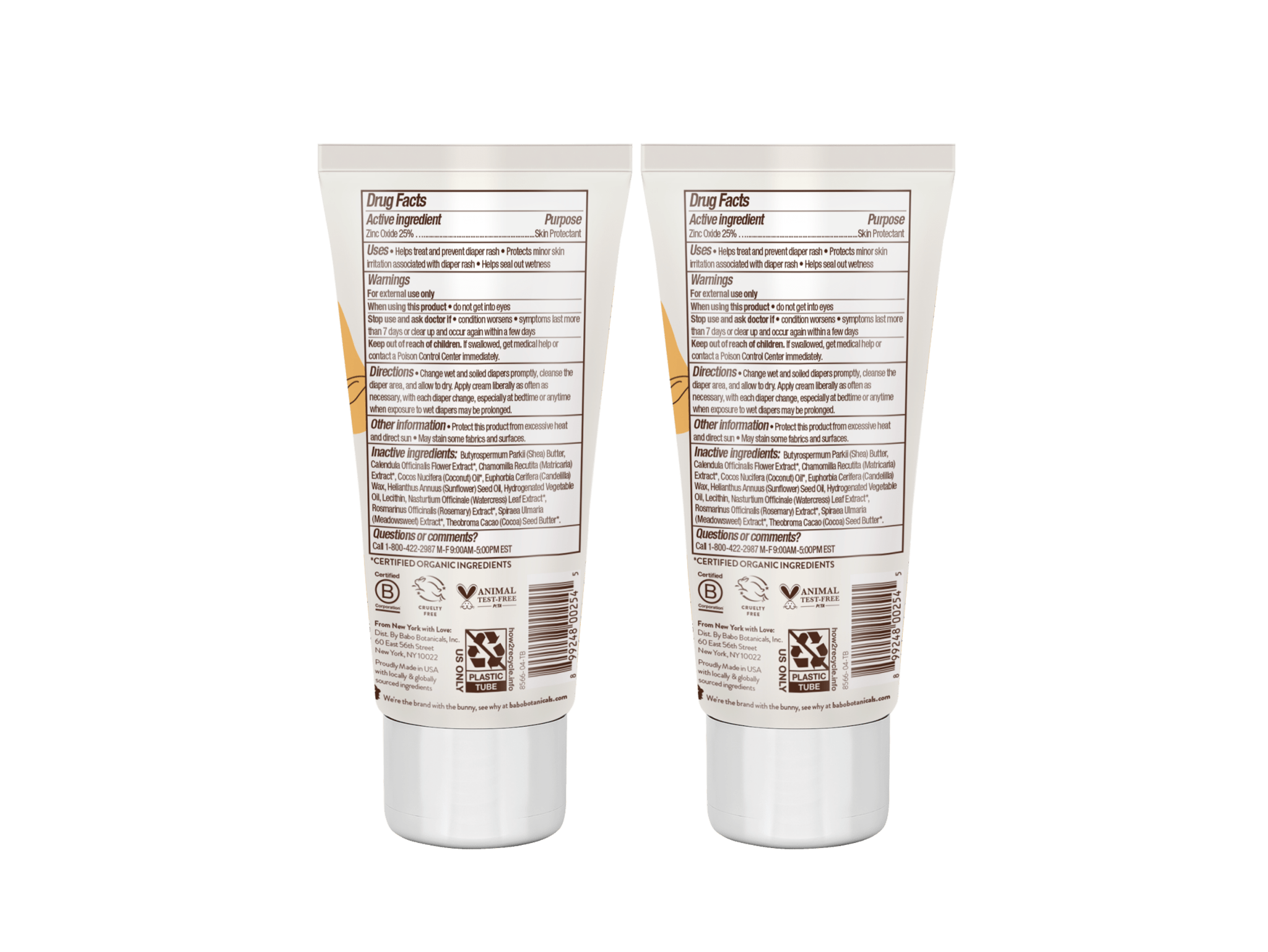 Sensitive Baby Fragrance-Free Zinc Diaper Rash Cream Duo - Babo Botanicals